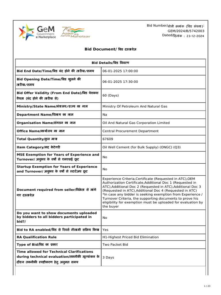 GeM Bidding 7288669 | PDF