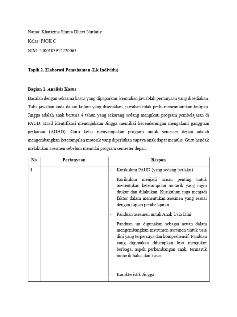 Topik 2. Elaborasi Pemahaman (LK Individu) | PDF