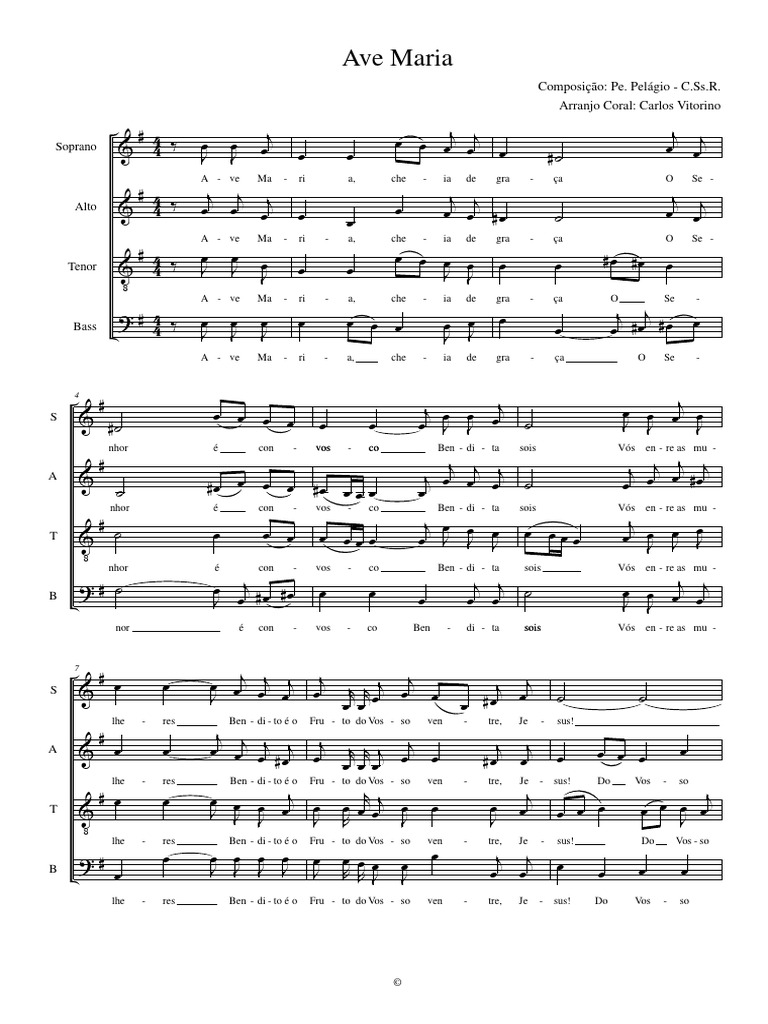 Pe. Pelágio Sauter - Ave Maria (Arr. Carlos Vitorino) | PDF