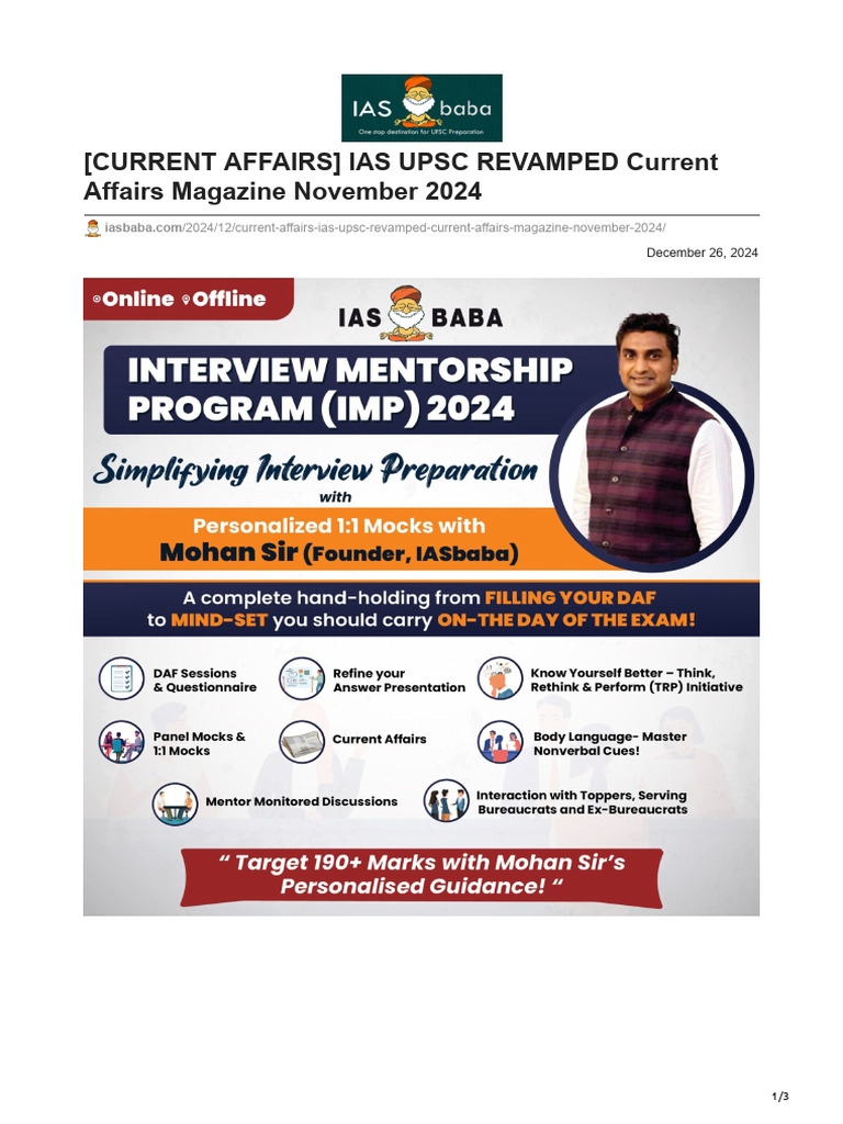Current Affairs Ias Upsc Revamped Current Affairs Magazine November