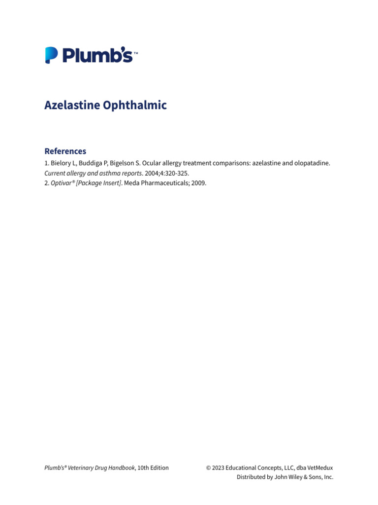 Azelastine Ophthalmic References PVDH10 | PDF