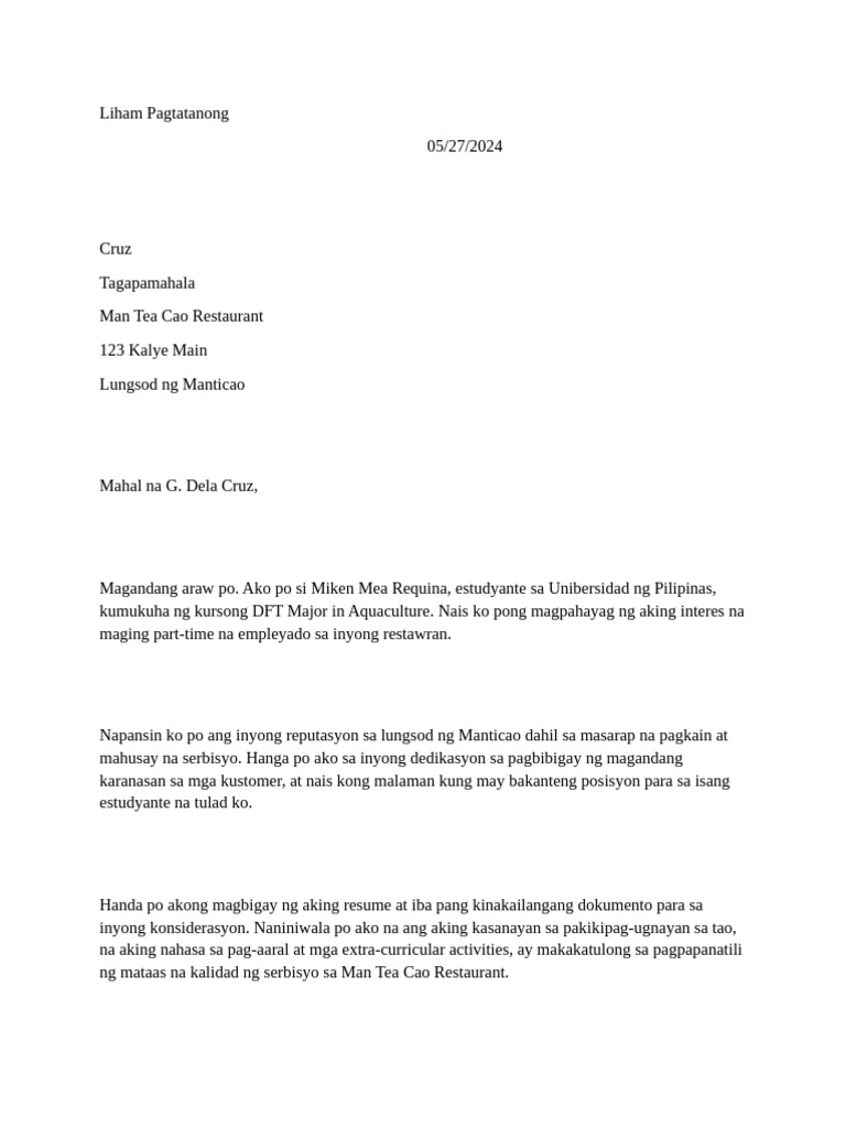 Liham Pagtatanong | PDF