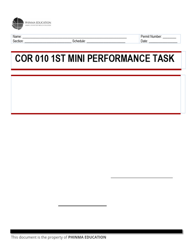 Cor 010 First Mini Performance Task | PDF | Hazards | Risk Management