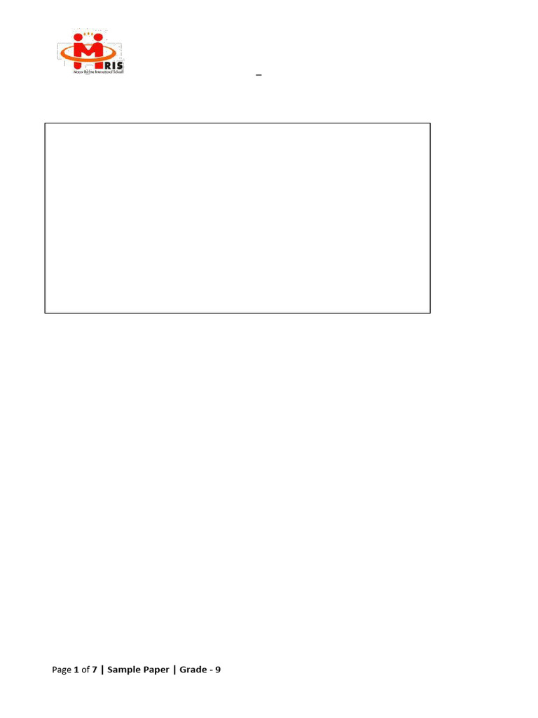 Grade 9 Science Sample Paper 2022-23 | PDF | Proton | Neutron