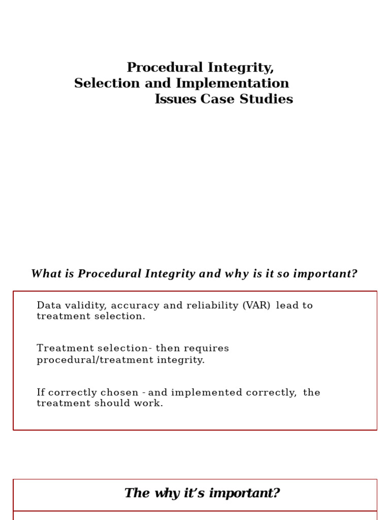 Procedural Integrity in Treatment | PDF | Reinforcement | Behavior