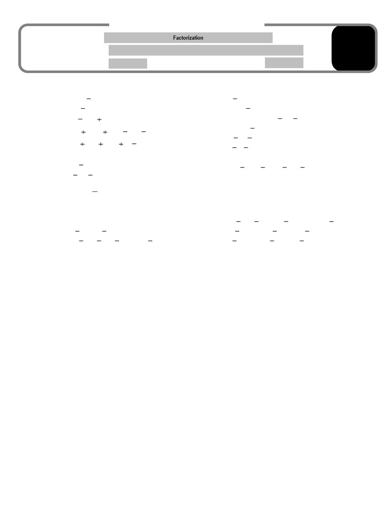 Grade 8 Worksheet 04 Factorization | PDF