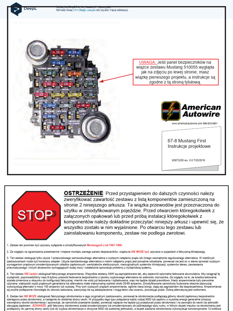 PL Wiazka JCODE 67-68 Mustang - First Design | PDF