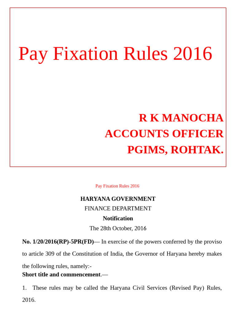 Pay Fixation Rules 2016 | PDF | Justice | Crime & Violence