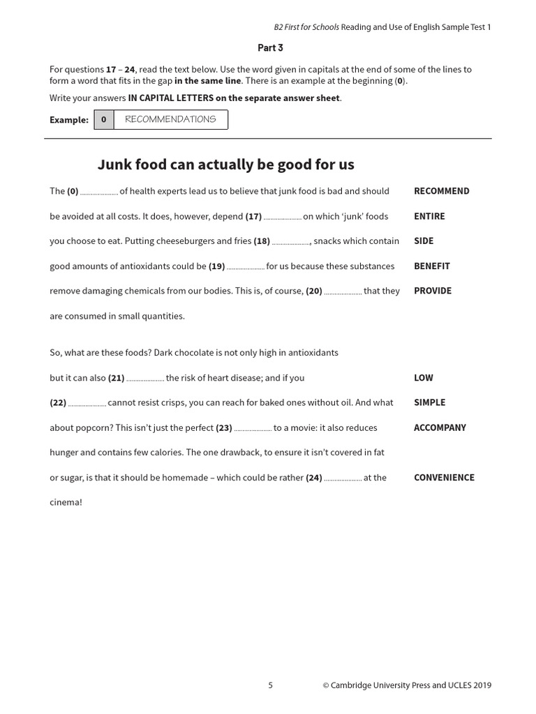 B2. Sample Paper. Word Formation | PDF