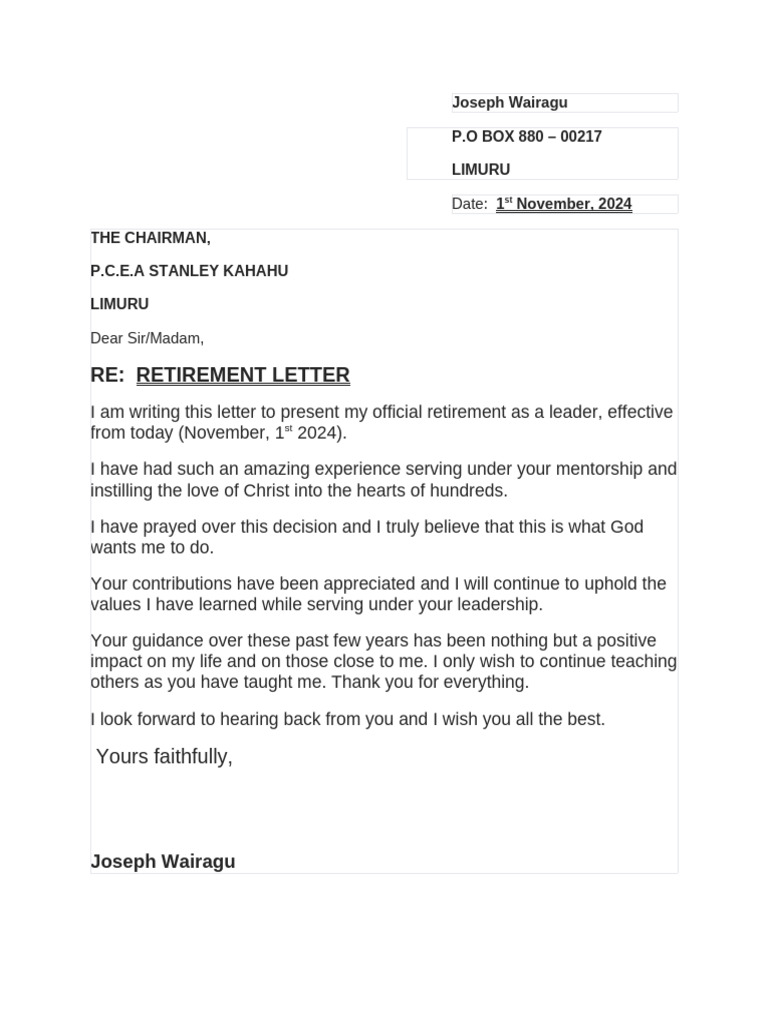 Official Retirement Letter from Elder | PDF
