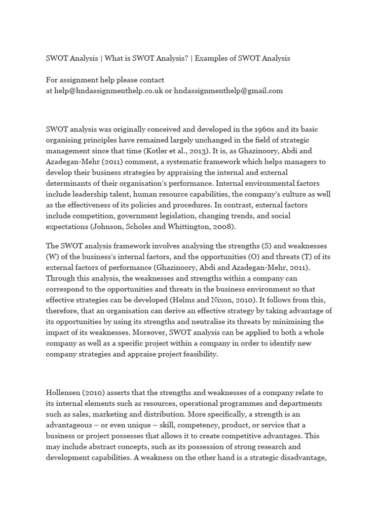 Swot Analysis 6 PDF Free | PDF | Swot Analysis | Corporate Social Responsibility