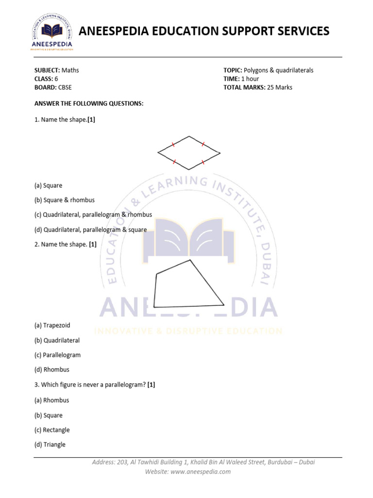 Polygons & quadrilaterals | PDF | Rectangle | Elementary Geometry
