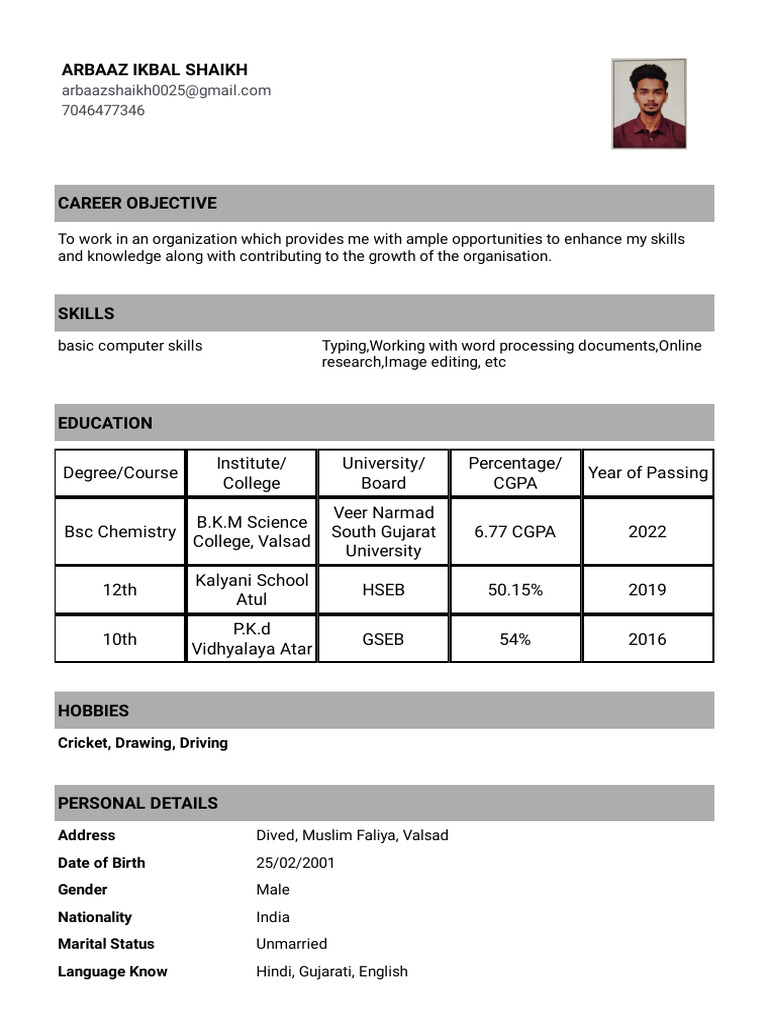 Arbaaz Shaikh CV | PDF