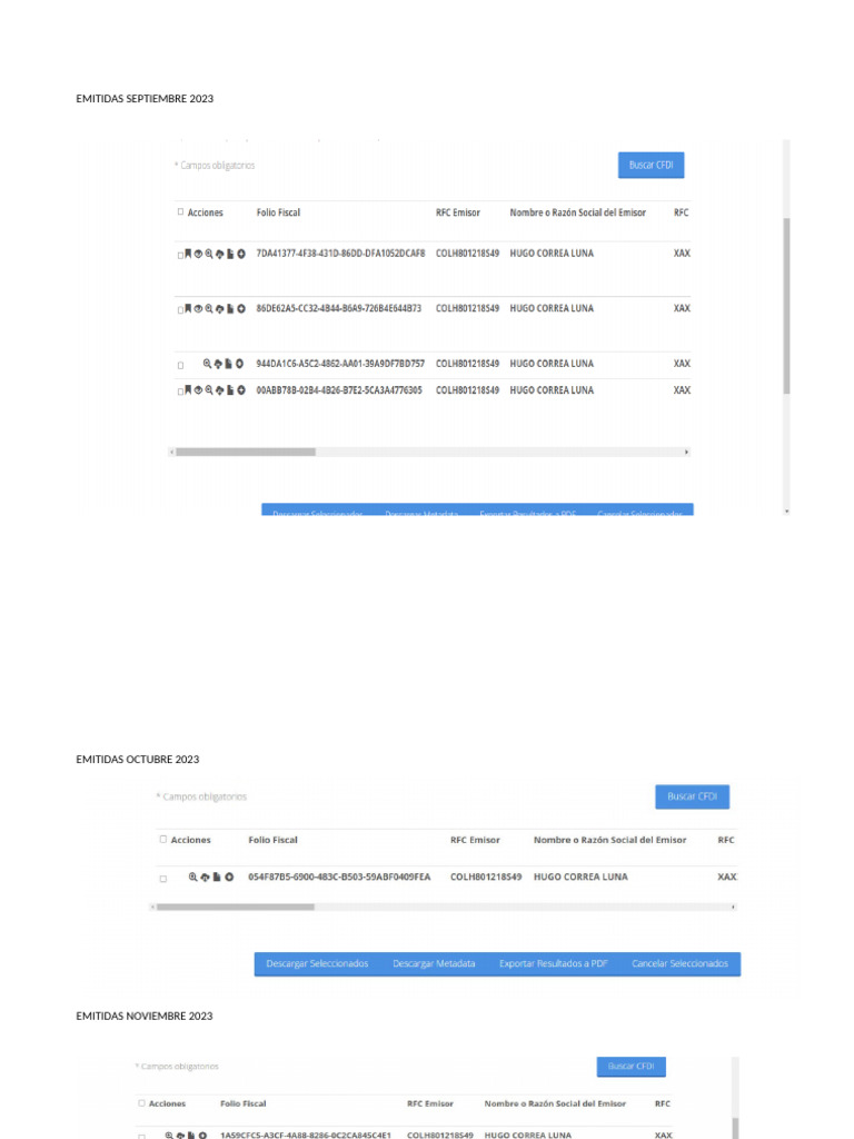 CAPTURAS DE PANTALLA DE LAS EMITIAS PORTAL SAT | PDF