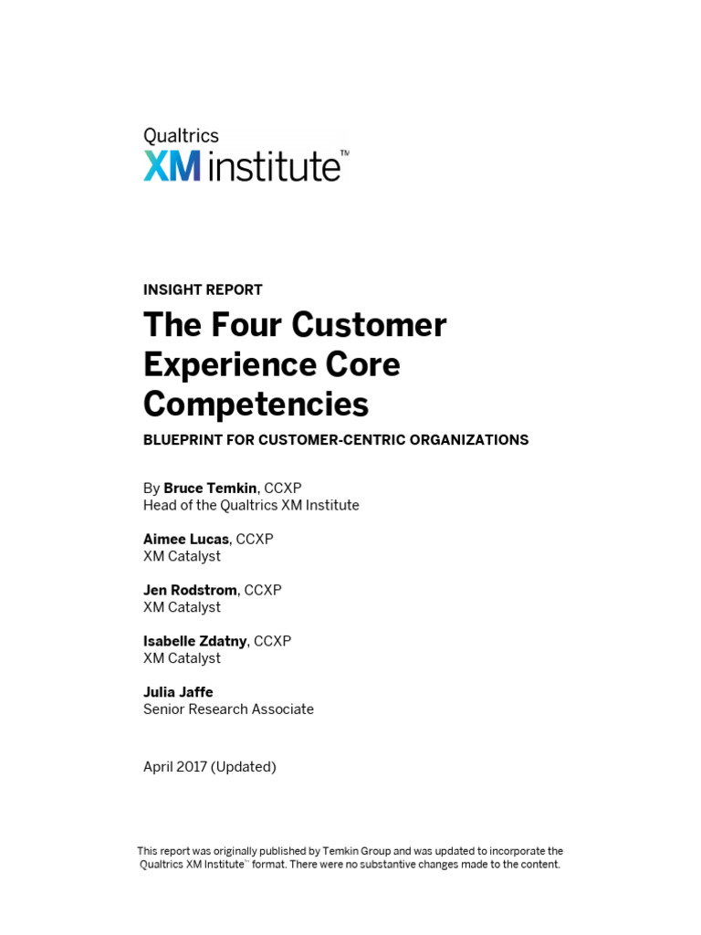 The Four CXCore Competencies | PDF | Customer Experience | Customer ...