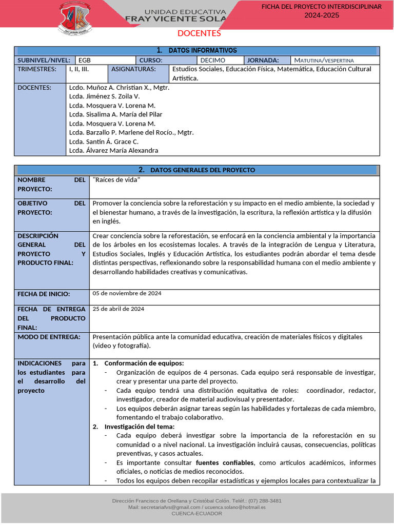 10 1 Ficha Proyecto Interdisc | PDF | Deforestación | Creatividad