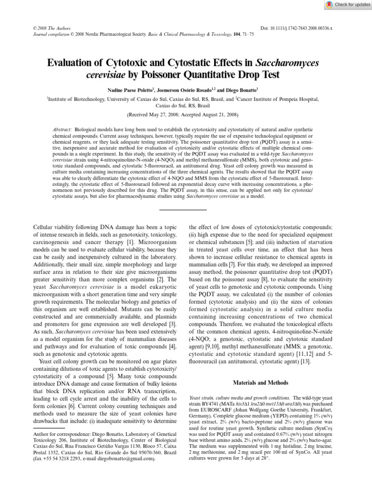 Basic Clin Pharma Tox - 2008 - Poletto - Evaluation of Cytotoxic and ...