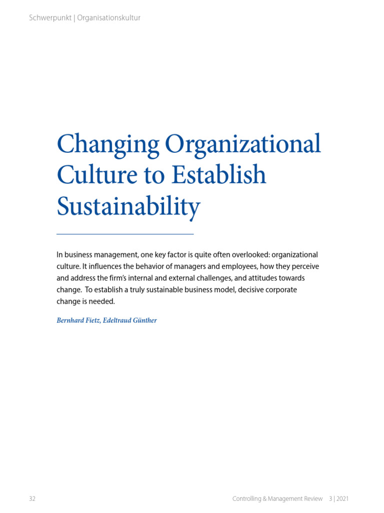 Changing Organizational Culture | PDF | Organizational Culture ...