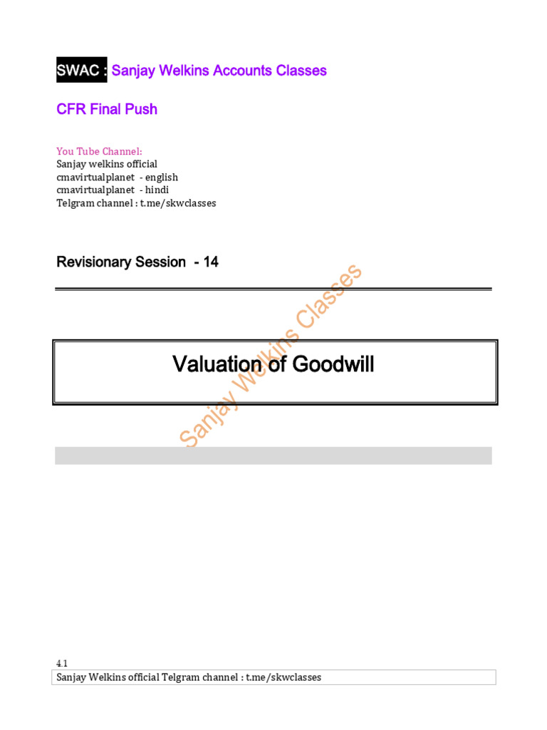 04 - Valuation of Goodwill - 16 Pages | PDF | Goodwill (Accounting ...