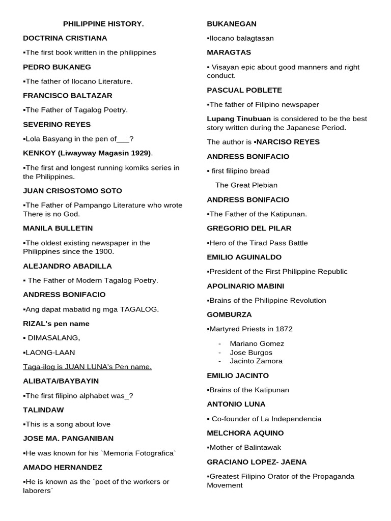 Key Figures in Philippine History | PDF | Philippines | Spanish East Indies