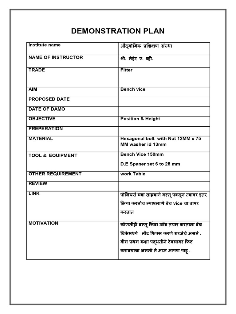1st Sem Fitter Demo | PDF