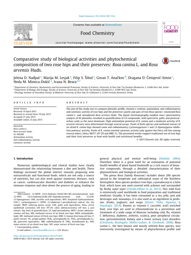 Comparative Study of Biological Activities and Phytochemical ...