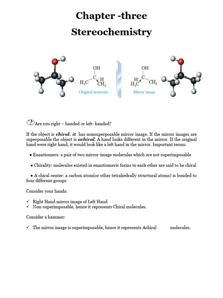 Stereochemistry Lecture Note and Work Sheet | PDF | Chirality ...