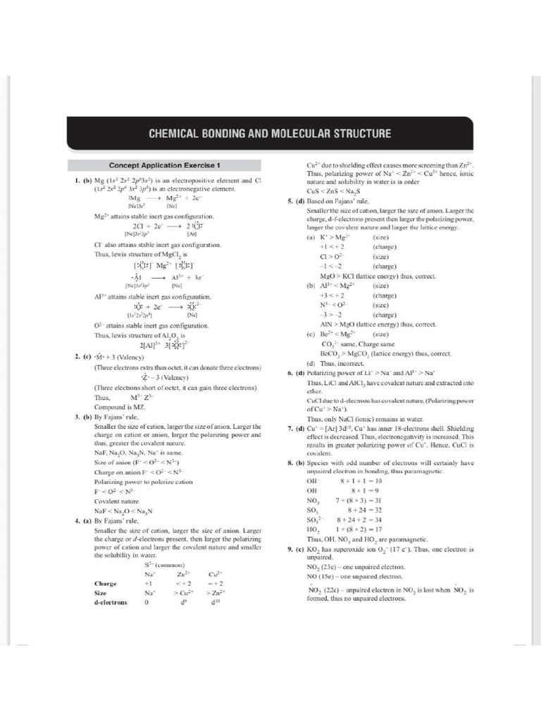 Chemical Bonding. Answer Key Module | PDF