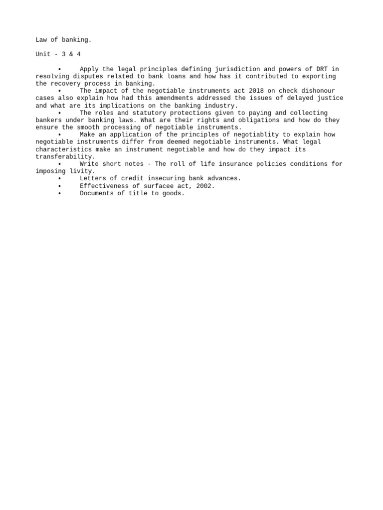 Banking Law Jurisdiction Instruments Protections Pdf