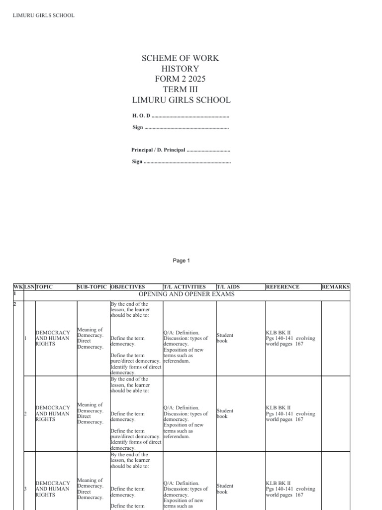 History - Form 2 - Term-III | PDF | Government | Justice