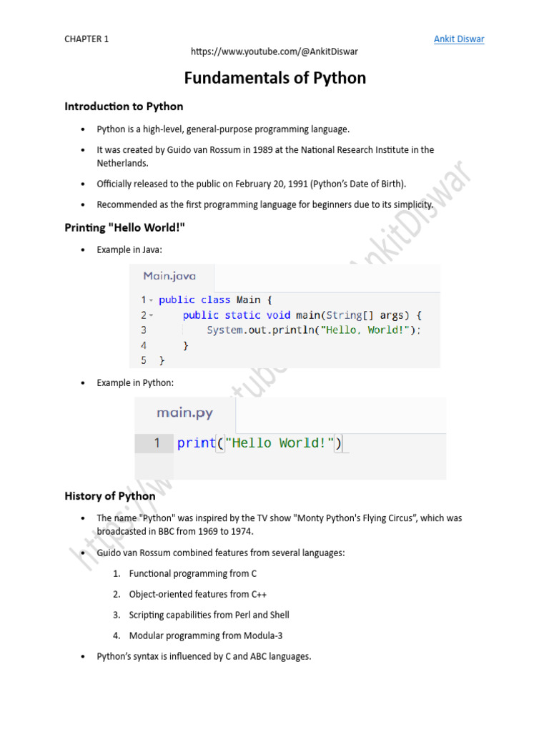 Fundamentals of Python Chapter1 | PDF | Python (Programming Language) | Directory (Computing)