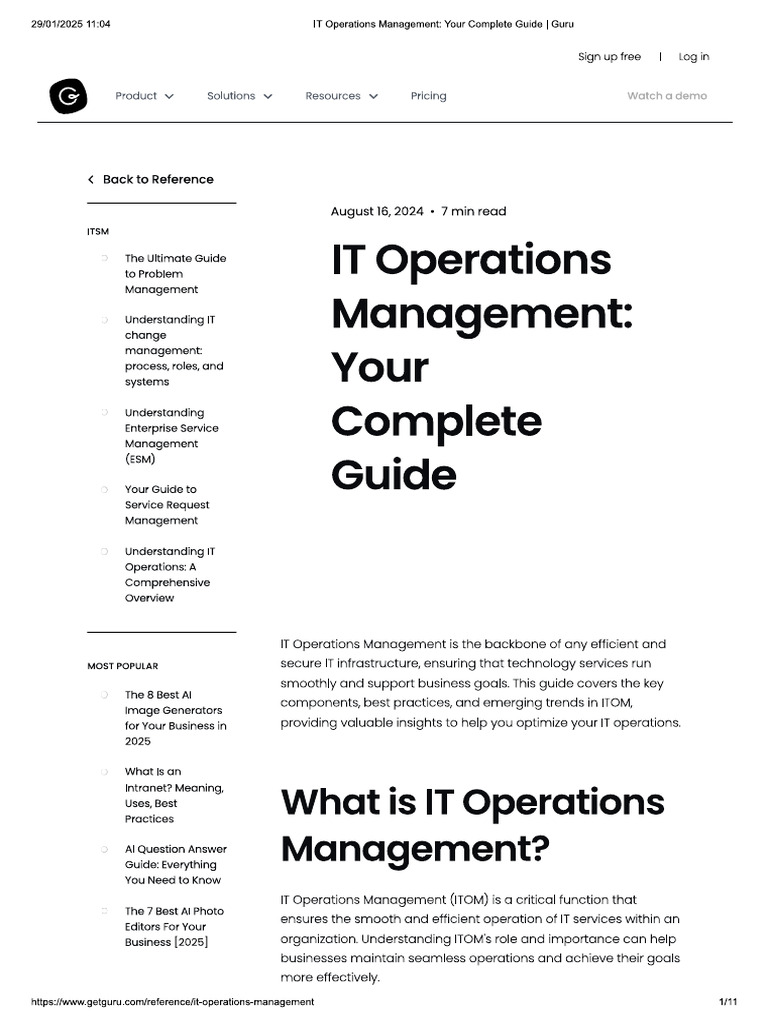 IT Operations Management Guide | PDF