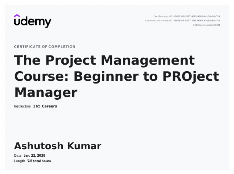 Project Management Certificate | PDF