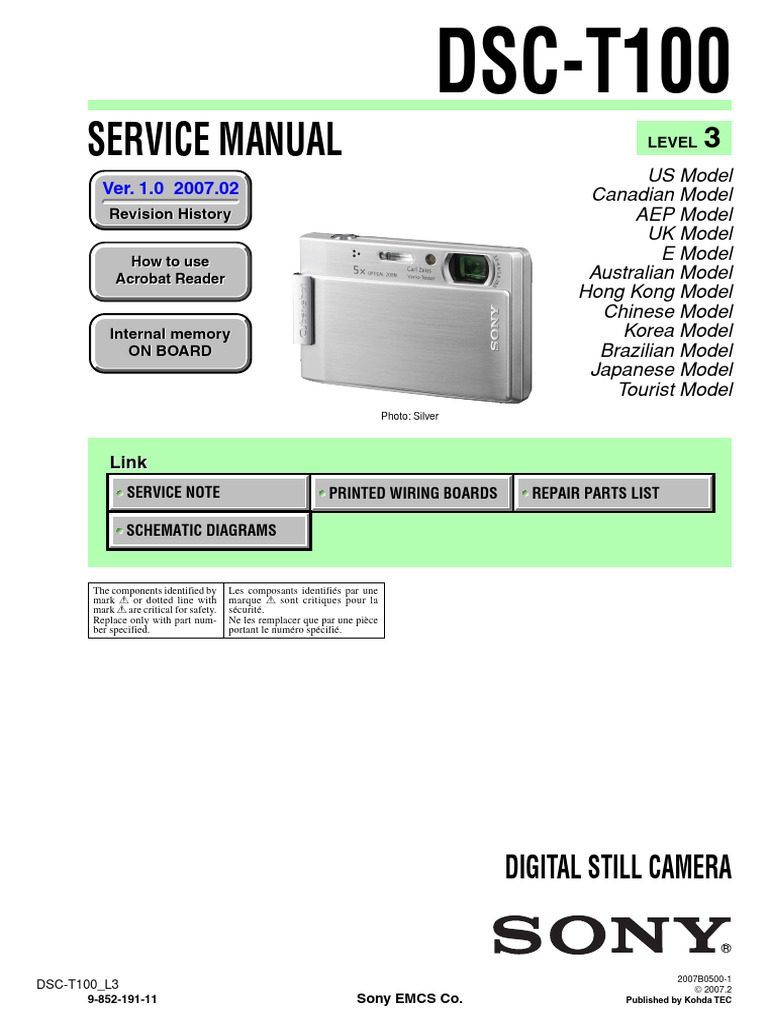 Sony DSC-T100 Service Manual Guide | PDF | Soldering | Usb Flash Drive