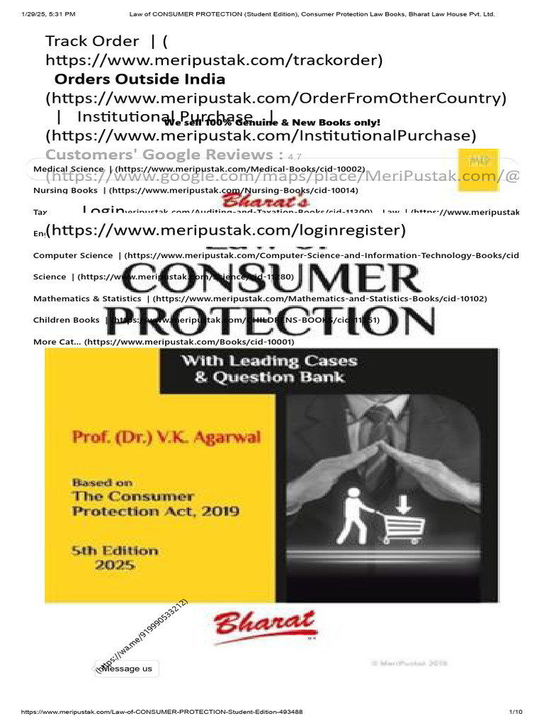 Law of CONSUMER PROTECTION | PDF | Justice | Crime & Violence