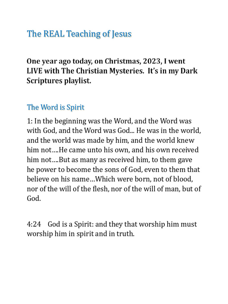 The REAL Teaching of Jesus | PDF | Religious Belief And Doctrine