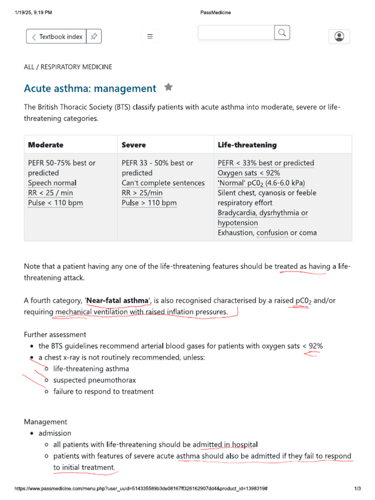Acute Asthma (Management) | PDF