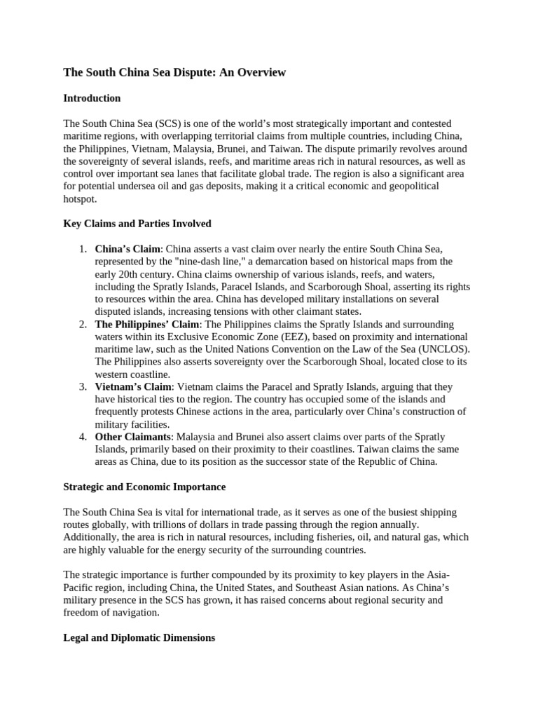 The South China Sea Dispute | PDF | South China Sea | International ...
