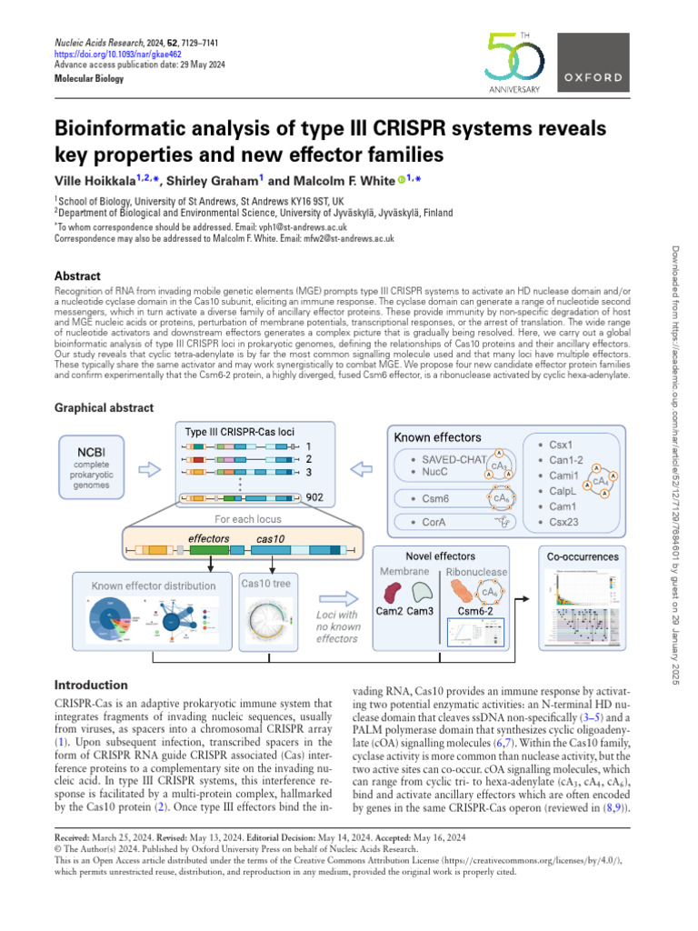 bioinformatics analysis of type 3 crisps cas system | PDF | Crispr | Life Sciences