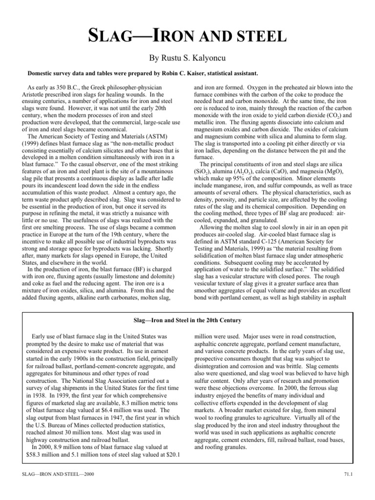 Iron and Steel Slag Overview 2000 | PDF | Construction Aggregate | Iron