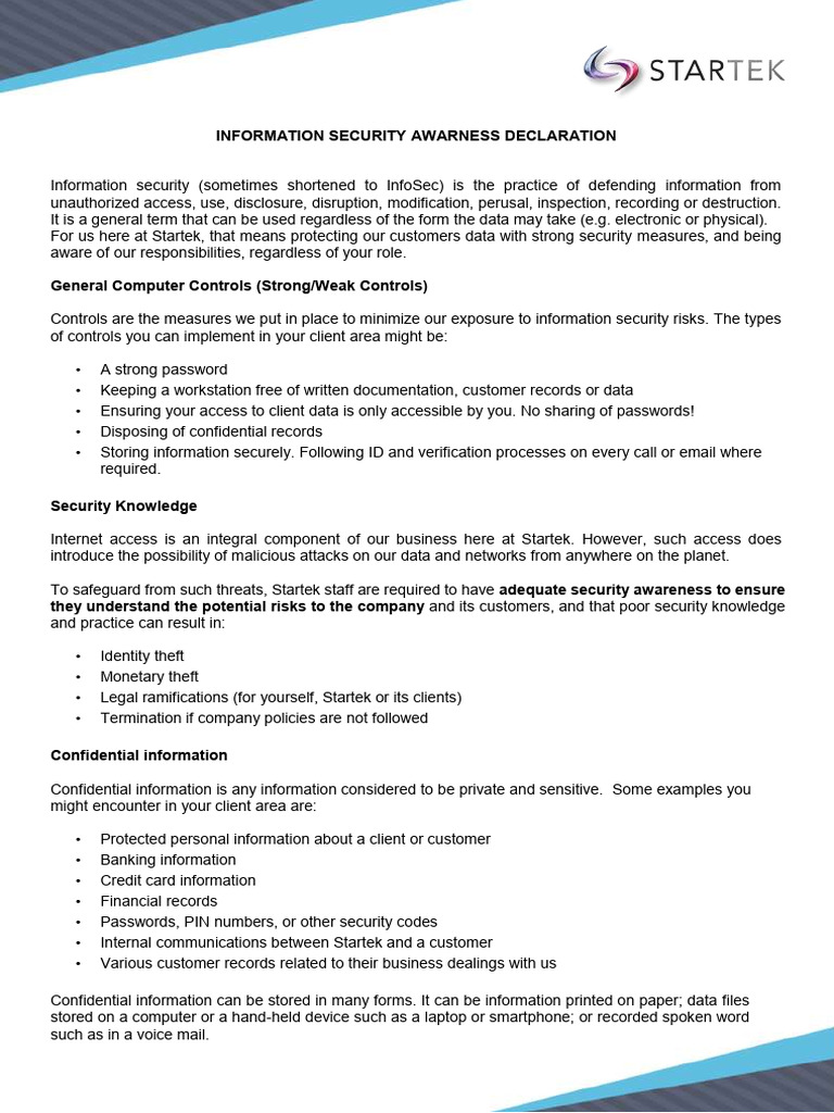 Information Security Awareness Guide | PDF | Information Security ...