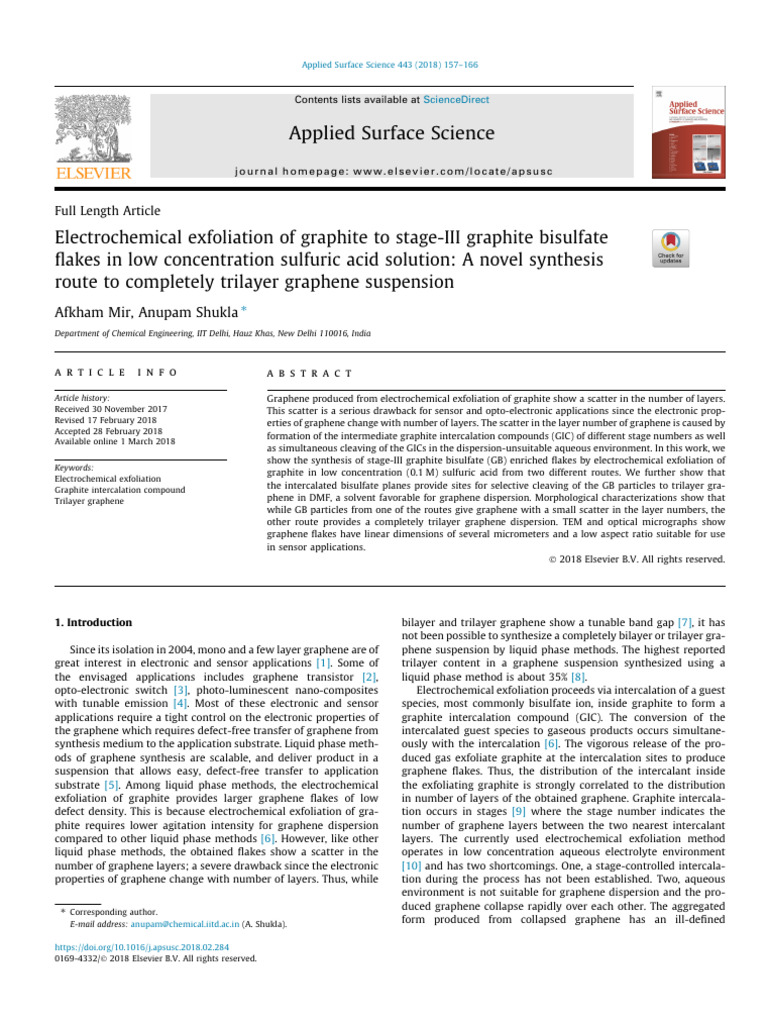 Electrochemical Exfoliation of Graphite | PDF | Graphene | Graphite