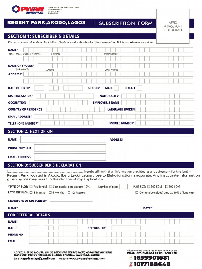 Regent Park Akodo Form-2 | PDF