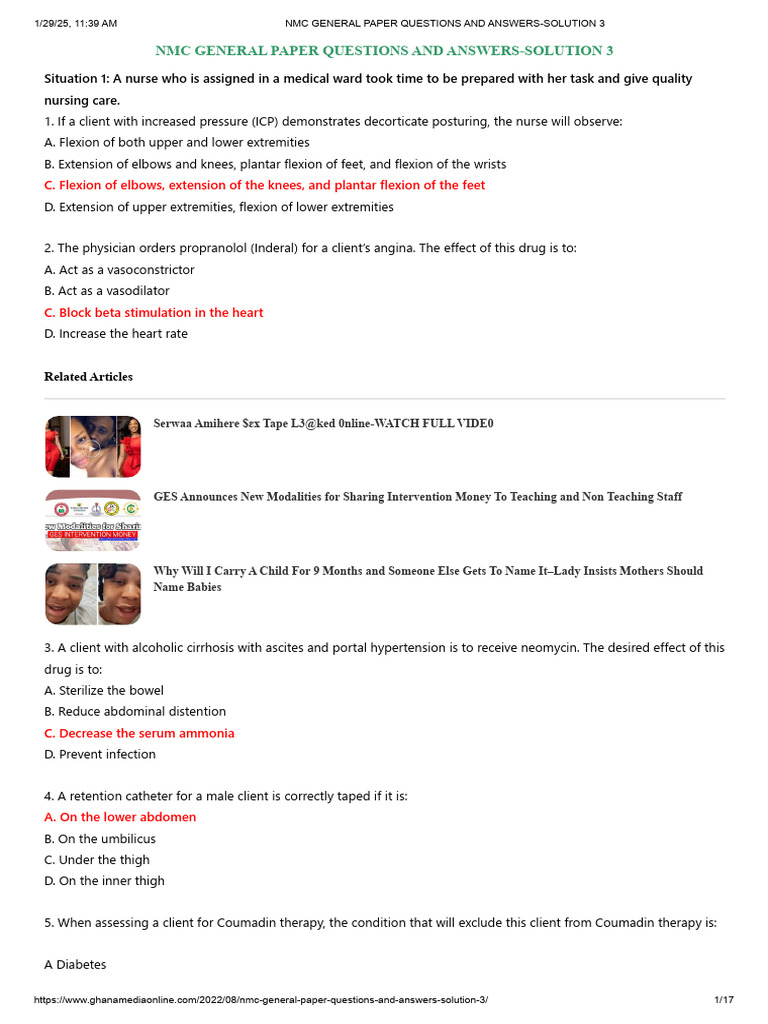 NMC General Paper Questions and Answers-Solution 4 | PDF | Diabetes ...