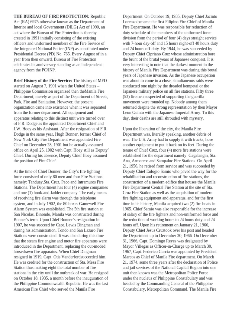 History of the Bureau of Fire Protection | PDF | Police | Public Safety