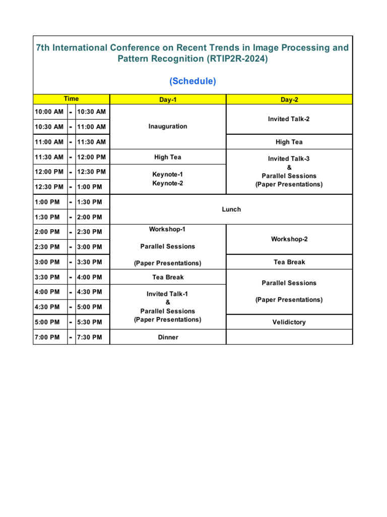 Rtip2r 2024 Conference Schedule | PDF