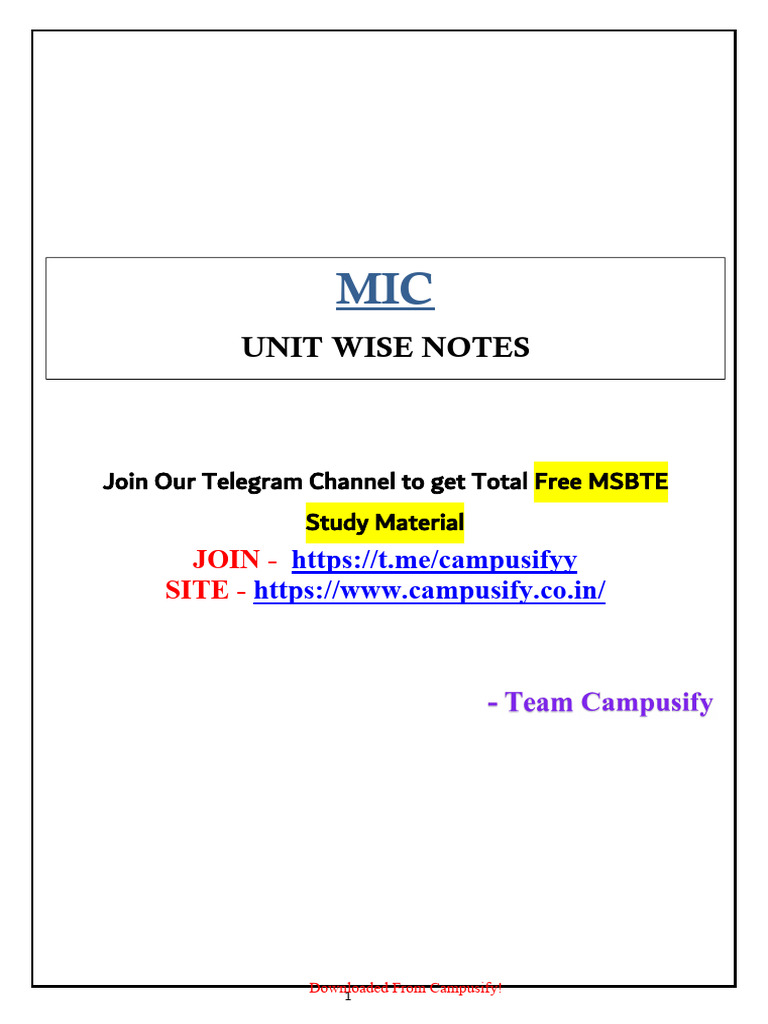 MIC Notes by Campusify | PDF | Central Processing Unit | Input/Output