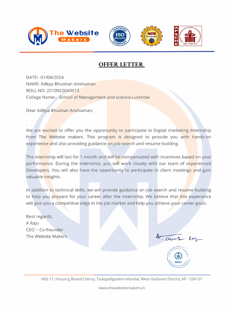 Official Offer Letter - 20240326 - 123808 - 0000 | PDF