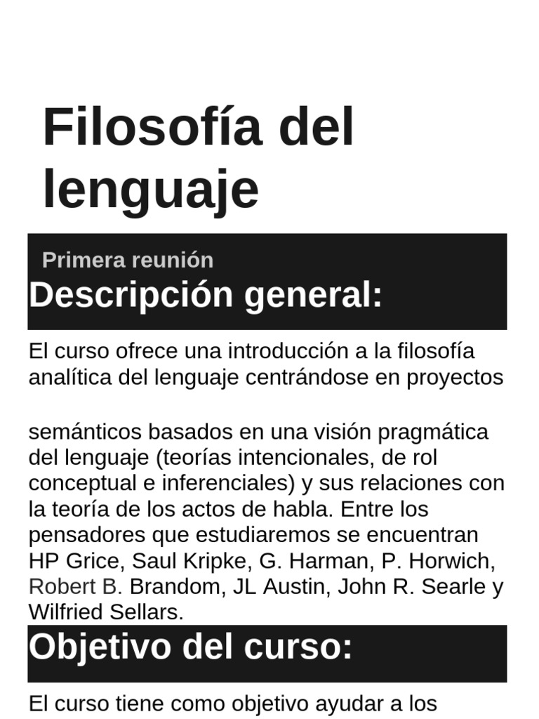 Introducción a la Filosofía del Lenguaje | PDF | Filosofía del lenguaje ...