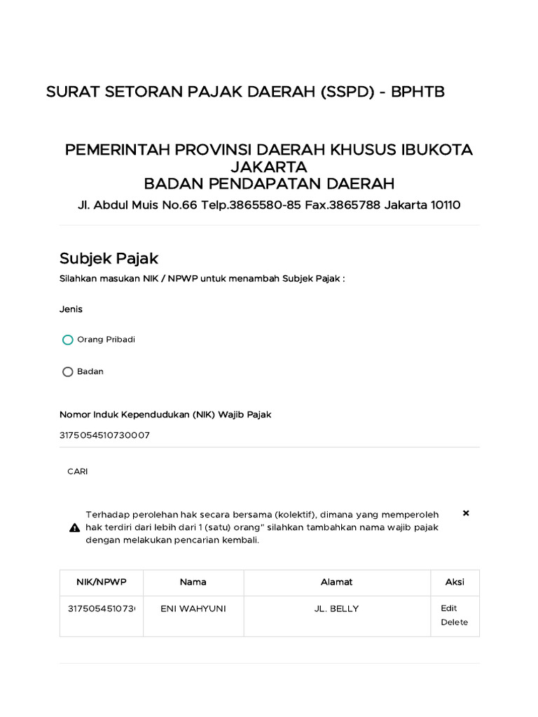 SSPD BPHTB DKI Jakarta 2024 | PDF